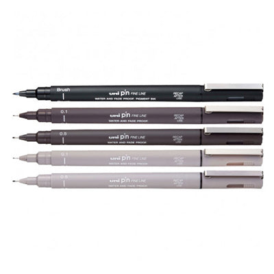 Uni Pin Fineliner Pen - set of 5 Black/Dark Grey/Light Grey – The Art ...
